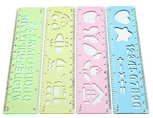 PACK OF 4 STENCIL SCALE SET- Student Scale Set- 4Pcs Candy Color Cute ...