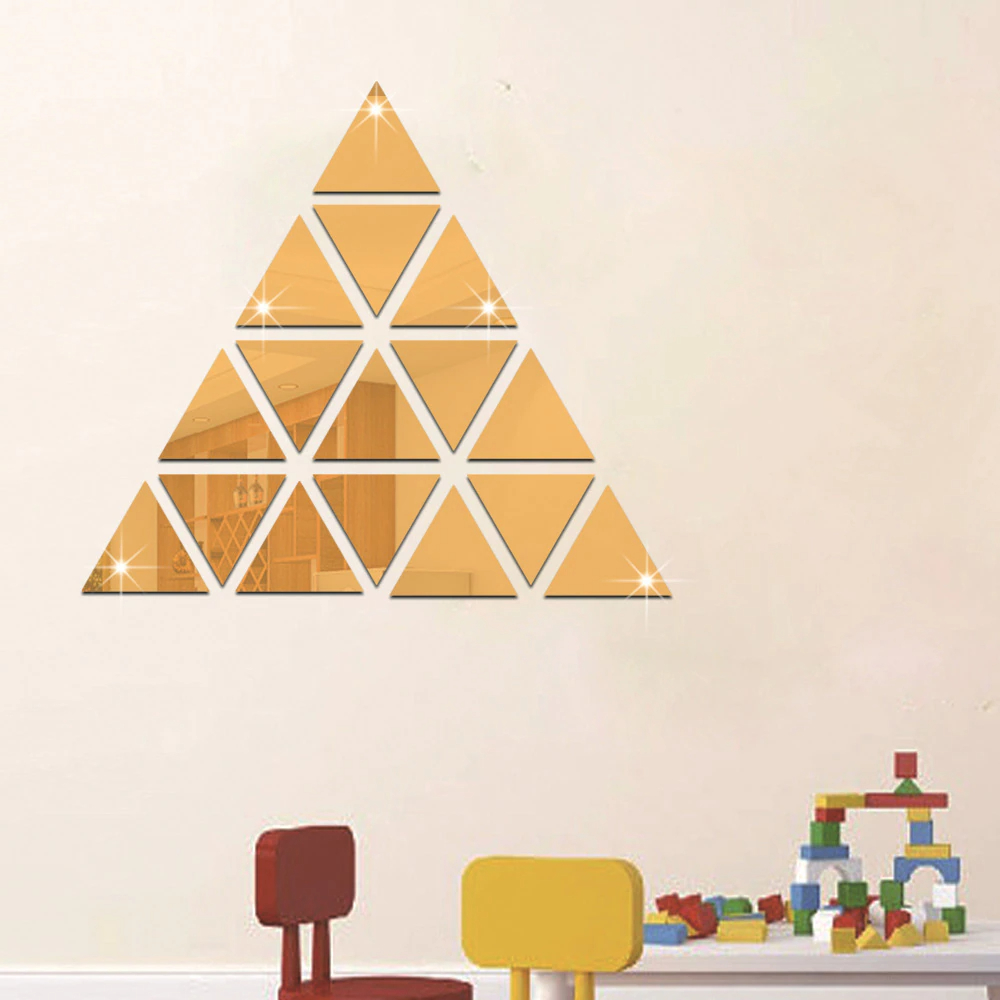 16pcs Geometric Triangle Wall Art Acrylic Mirror Sticker DIY Art ...