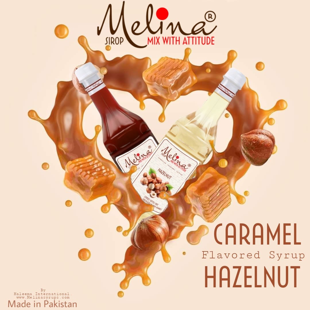 Melina - COMBO Caramel & Hazelnut Flavored Syrup- 750ml | Daraz.pk