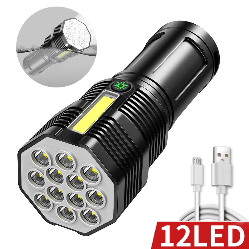 Super Powerful LED Flashlight 4 Modes Lighting USB Rechargeable ...