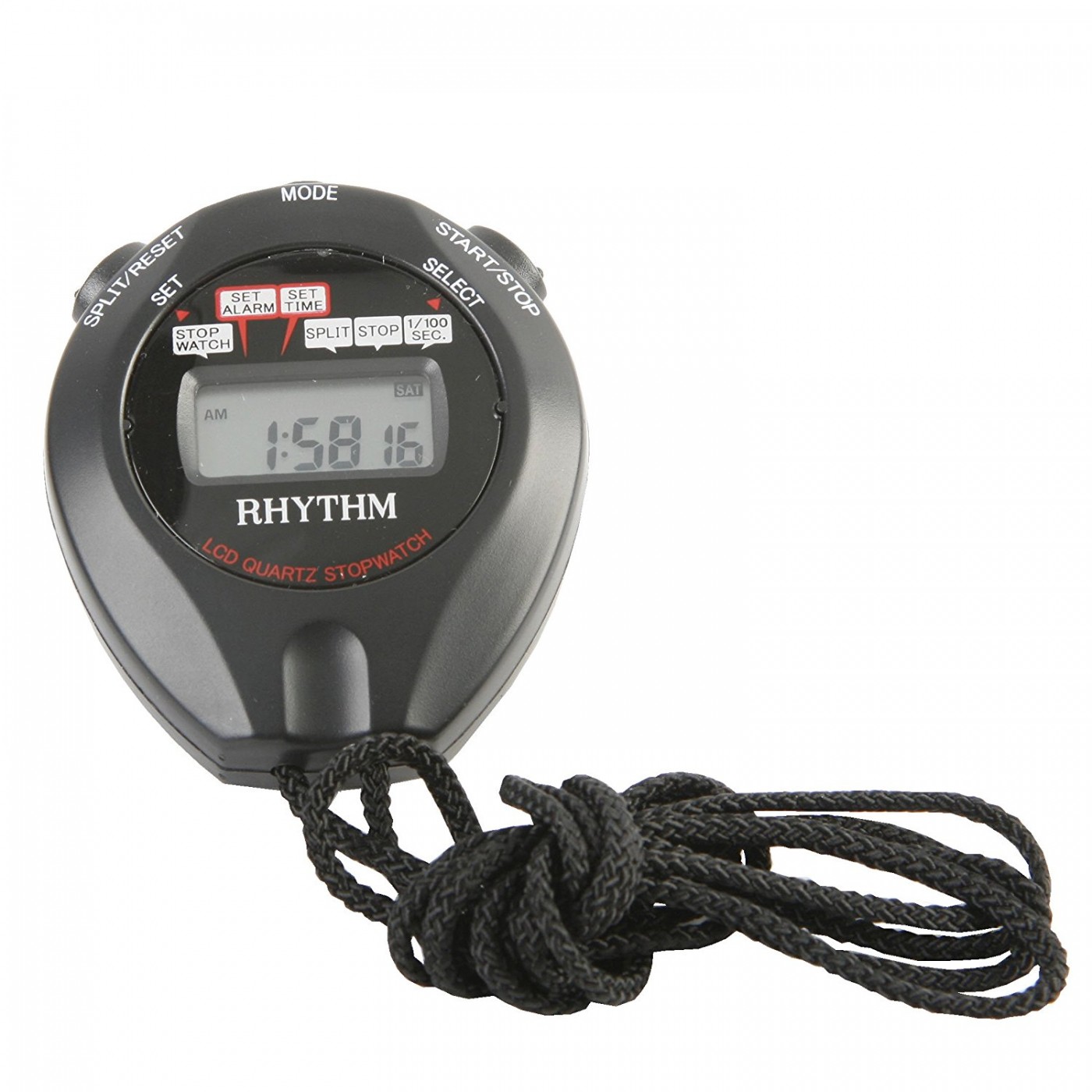 Rhythm LCD Clock Beep Alarm,1/100 Stopwatch With Spilt,Measure First ...