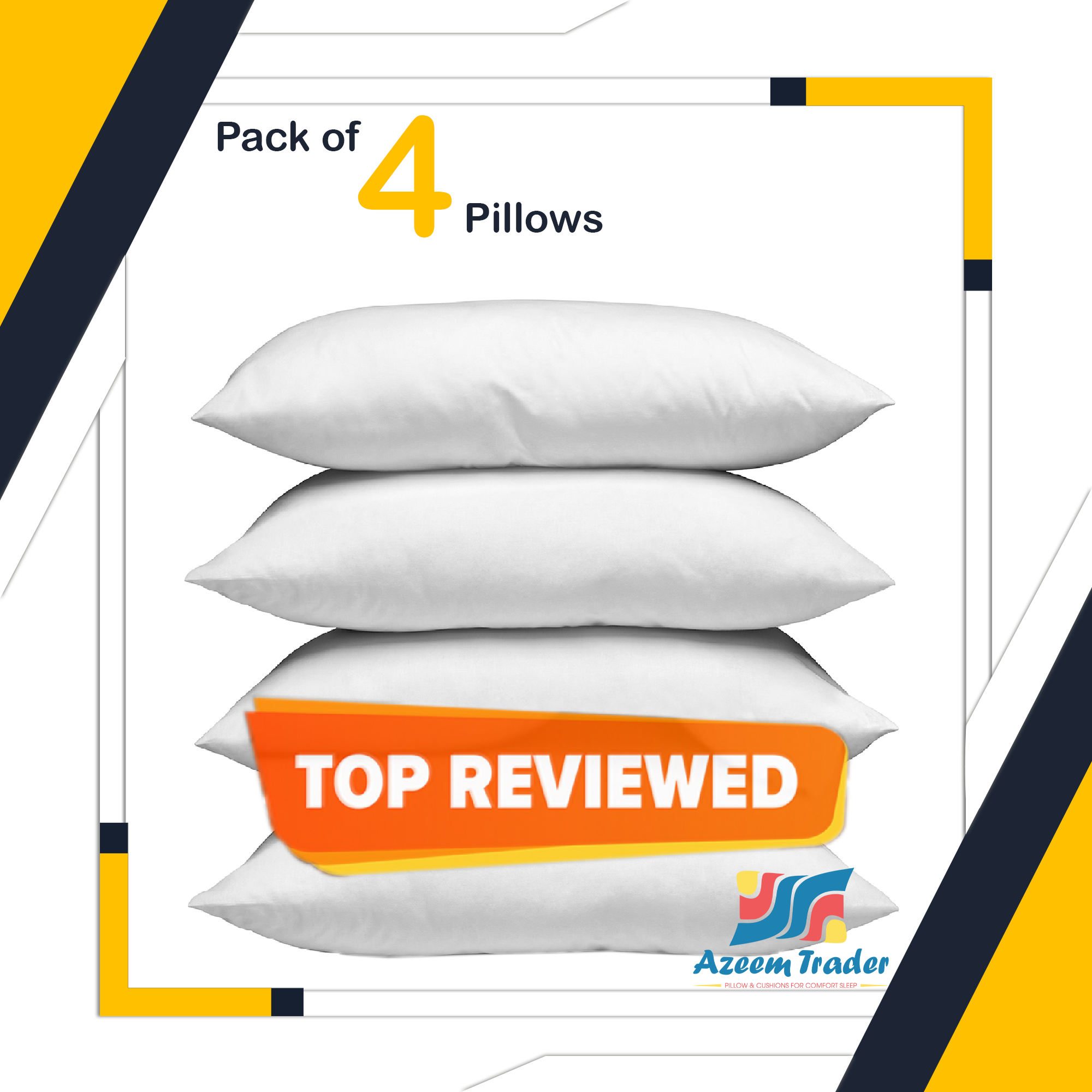 Pack of 4 High Quality Standard Size Pillow filled with Imported Ball ...