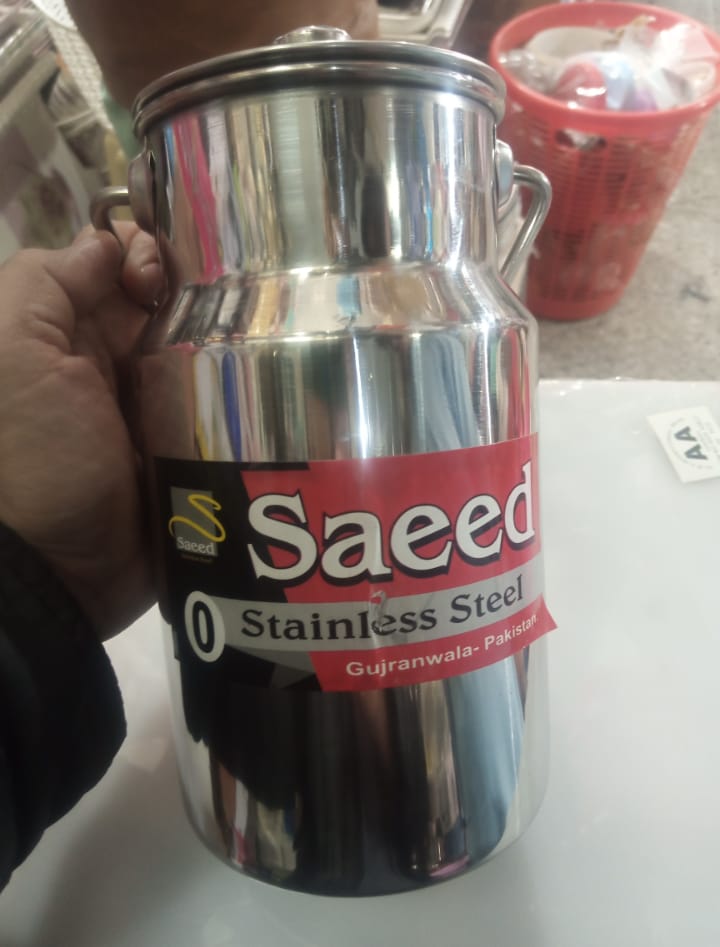 Milk and Oil Can Bucket and Canister Stainless Steel with Handle Ghee ...