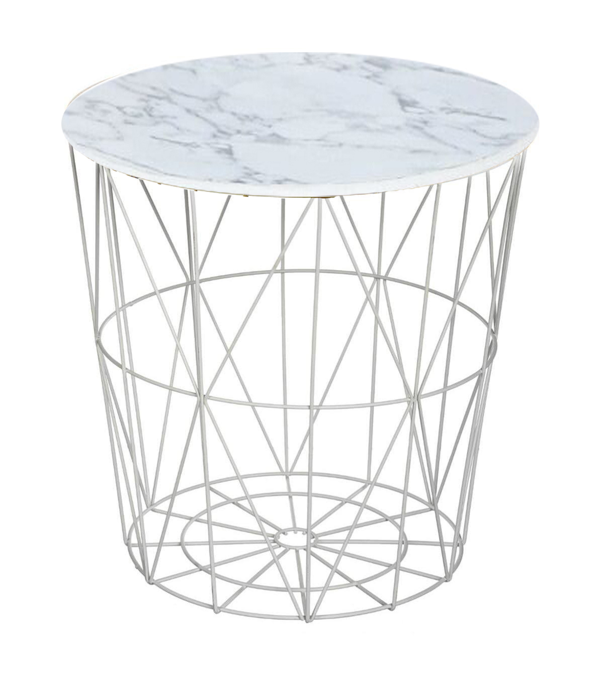 METAL WIRE REMOVABLE WOOD TOP FOLDABLE ROUND COFFEE SIDE TABLE STORAGE ...