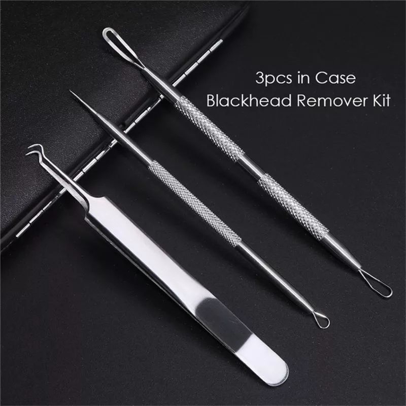 3 pieces Stainless Steel Acne Remover Blackhead remover & Whitehead ...