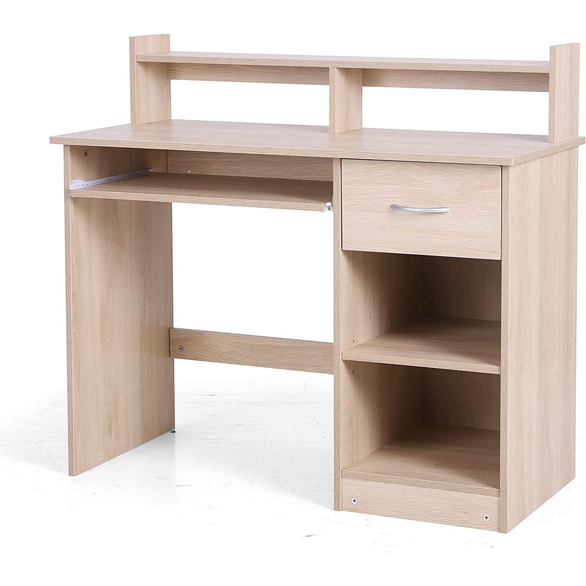 Eson's Computer Desk with Drawers and Hutch, Wooden Student Desk for ...