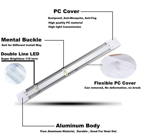 SIC LED SMD Surface Mounted Flat Batten Linear Tube Light 4FT 60W 0.9 ...