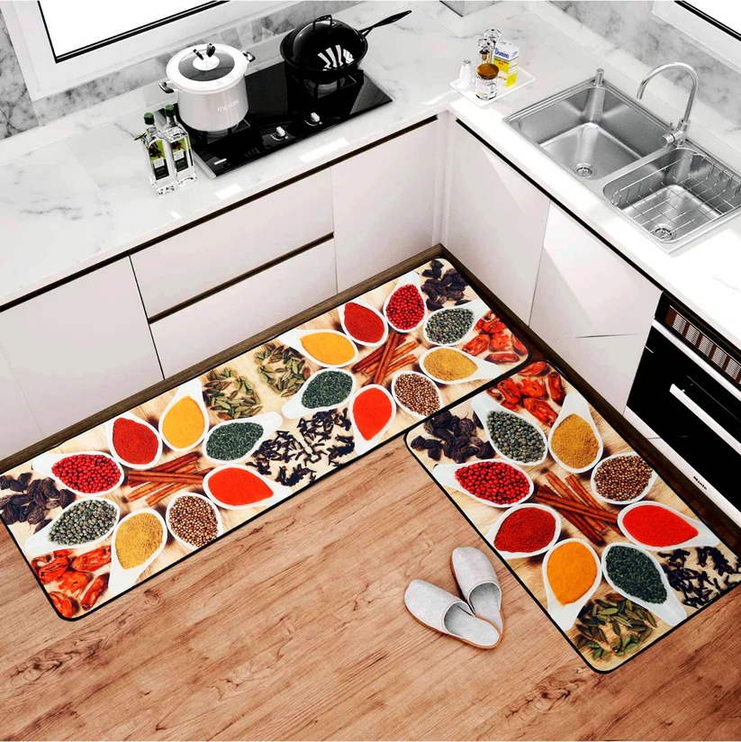 Premium Padded Anti slip Kitchen Mat Set-Spice and Spoons | Daraz.pk