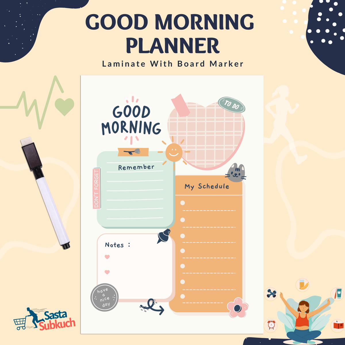Good Morning Planner A4 Size Laminate with Board Marker Organize Your ...