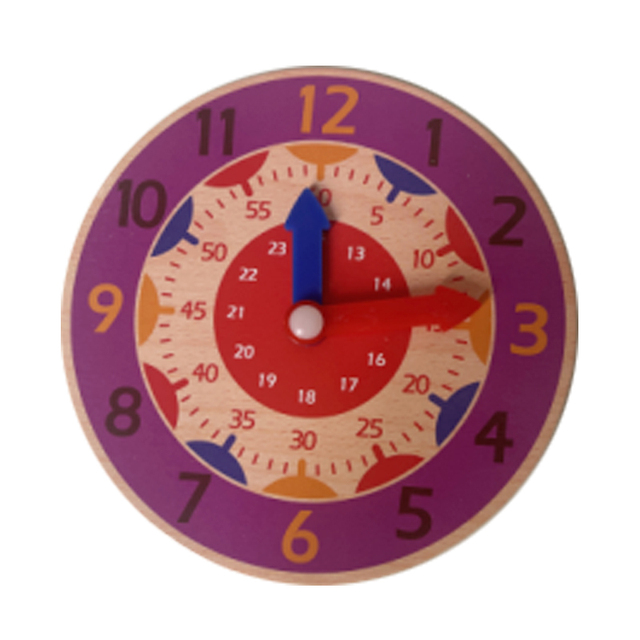 1PC Children Montessori Wooden Clock Toys Hour Minute Second Cognition ...