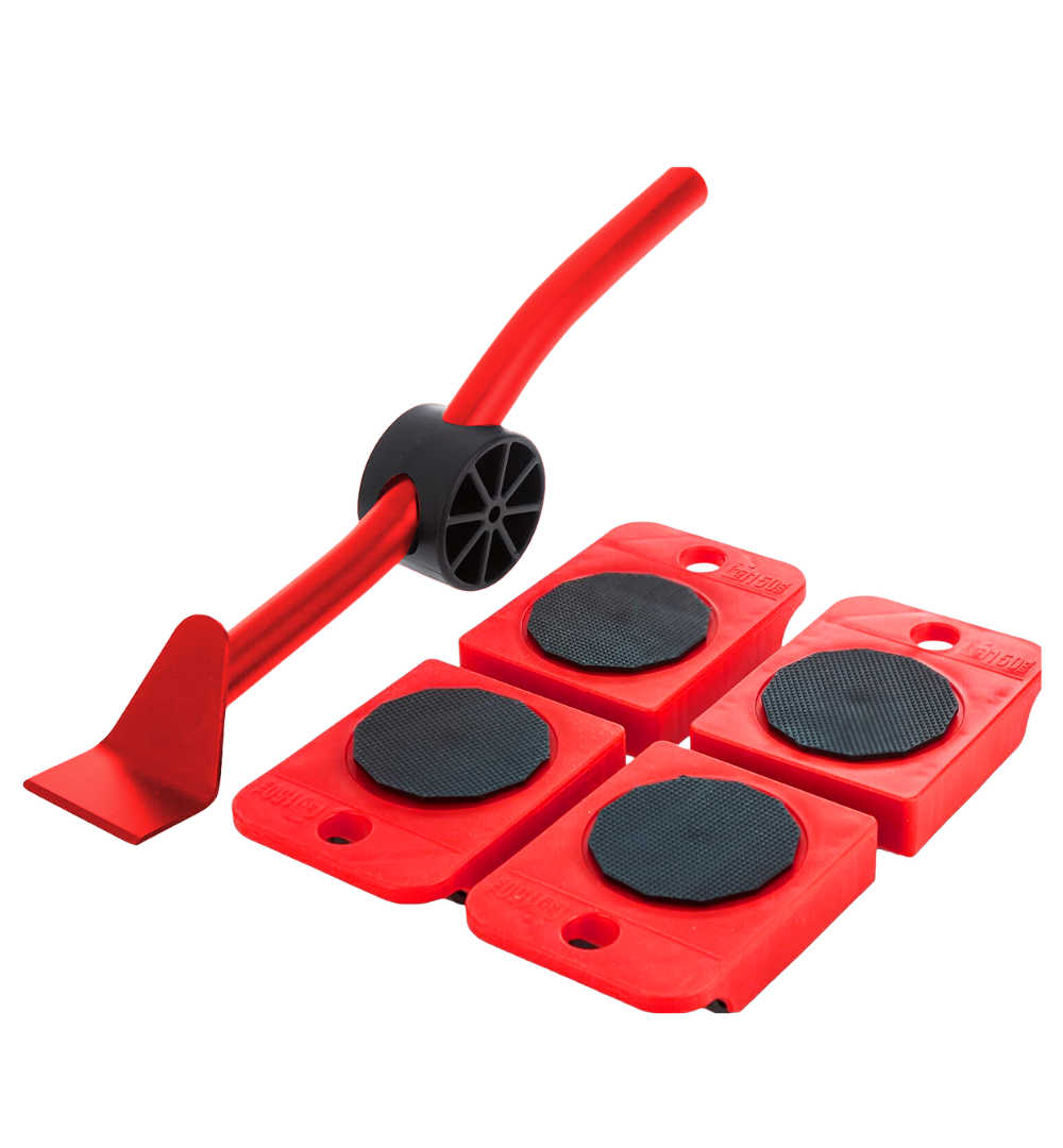Furniture Moving Transport Tool Set 4 Mover Roller+1 Wheel Bar Heavy ...