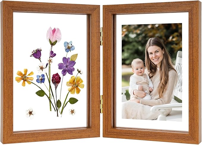 Double Picture Frame Wood, Pressed Flower Frame, Double Photo Frame ...