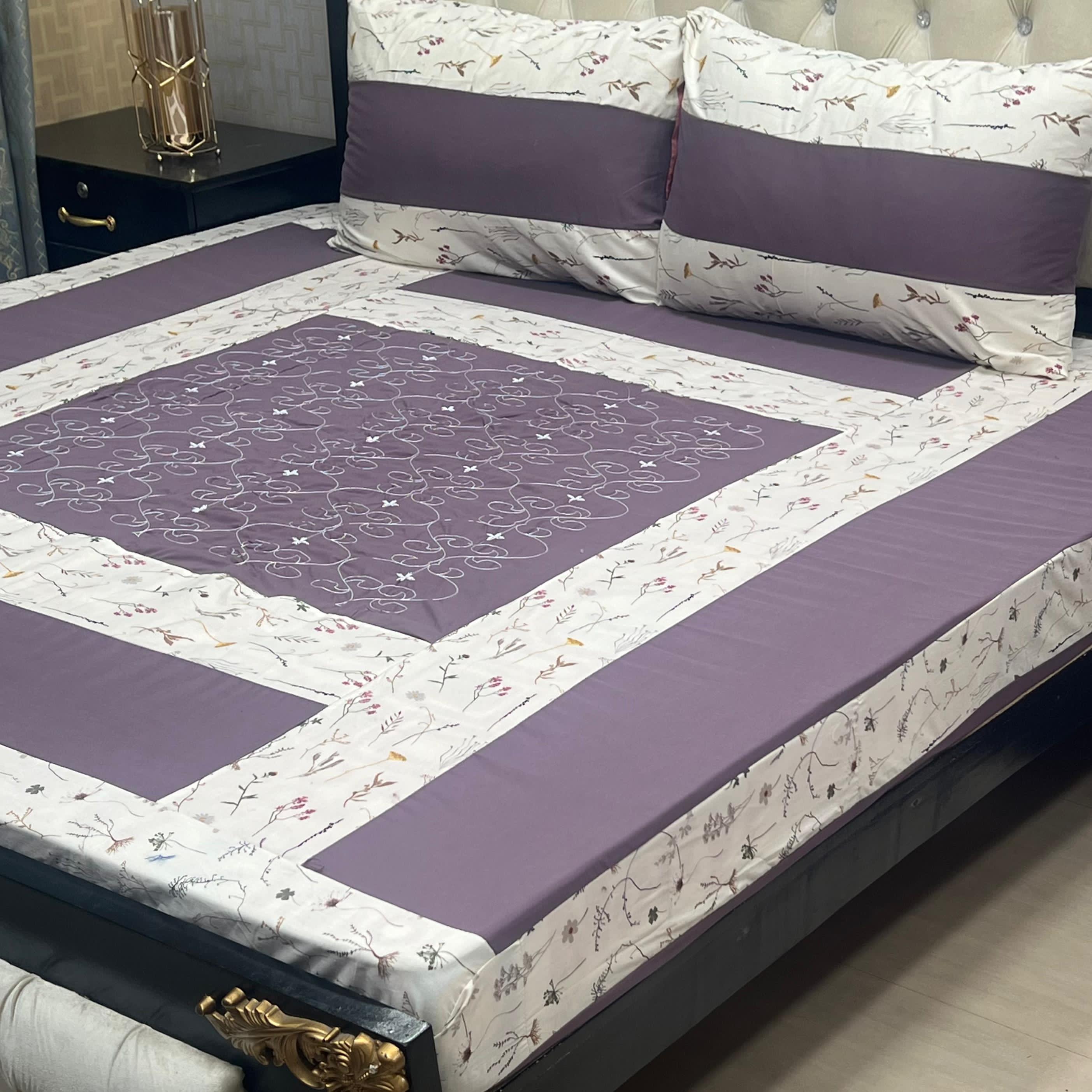 DESION Embroidered Bed Sheet Set KIng Size Patch Work Bed Sheet | Daraz.pk