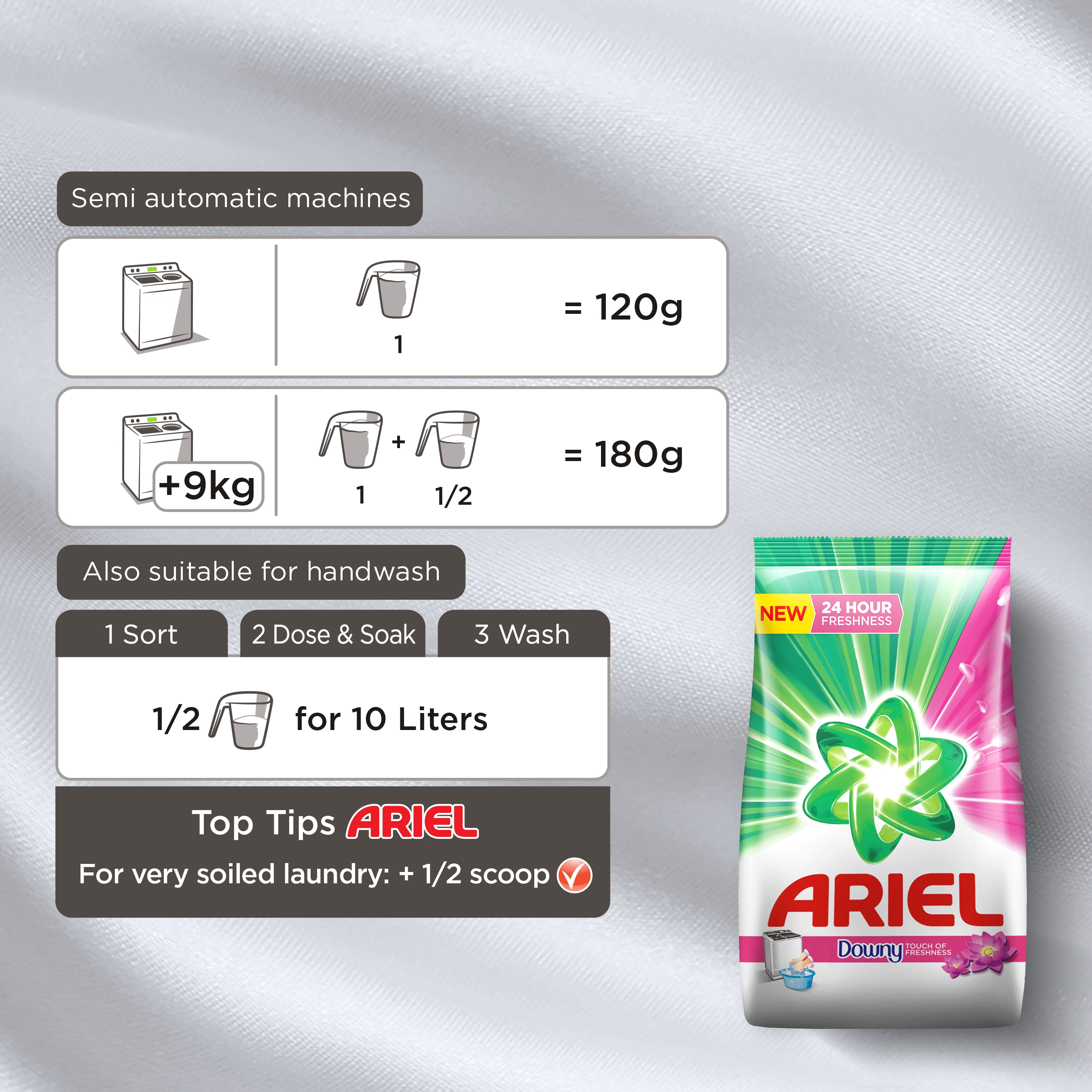Ariel Detergent Washing Powder 2in1 Touch of Downy - 1.8kg Pack | Daraz.pk