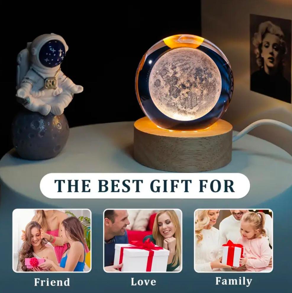 USB LED Night Light, Galaxy Crystal Ball Lamp, 3D Planet Moon Lamp for ...