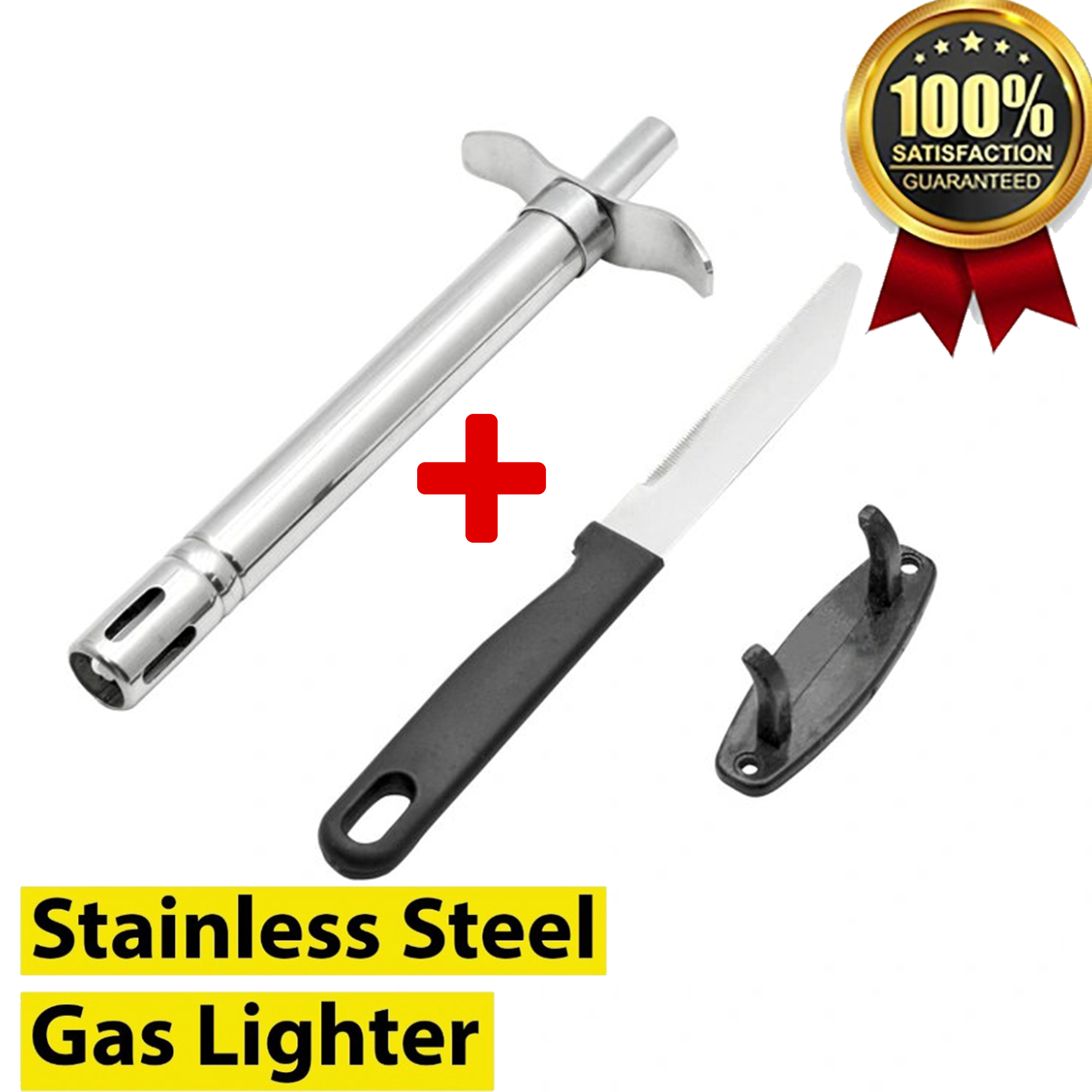 Stainless Steel Kitchen Lighter with Hanging Hook + FREE Knife | Spark ...