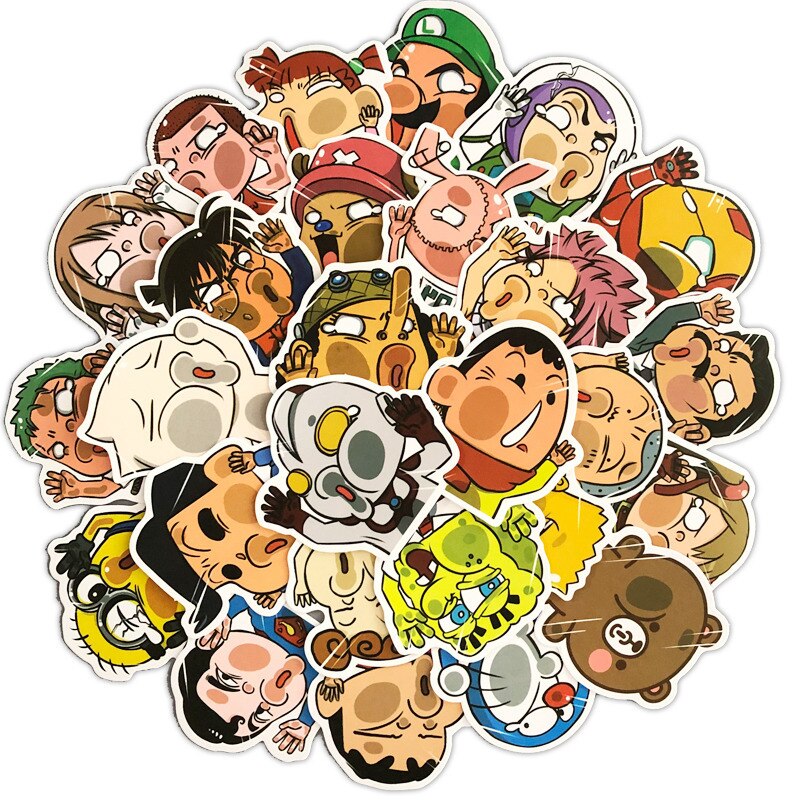 10/30/50Pcs/lot Crashed Glass Cartoon Character Funny Cute Stickers Car ...