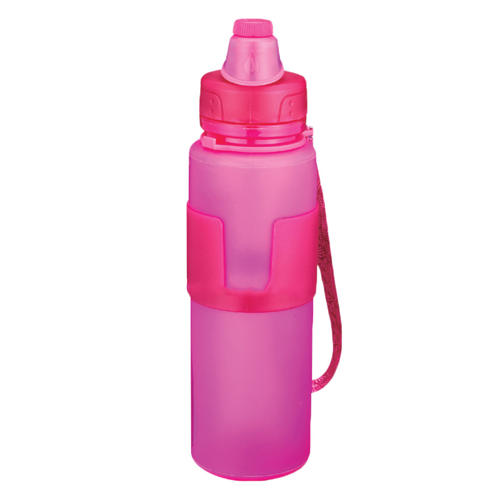 Portable 650ml Foldable Sil Water Bottle with Twist Lid Outdoor Sports ...