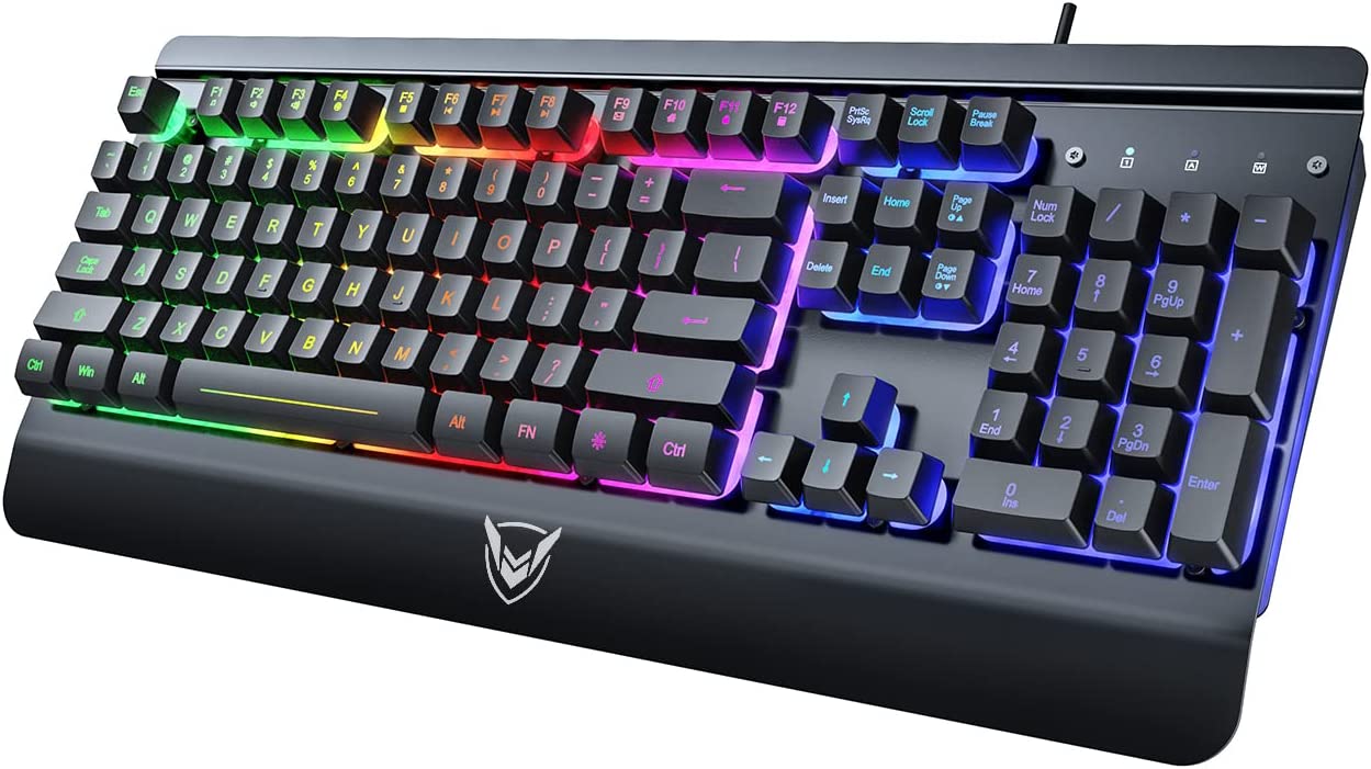 RGB Wired Gaming Keyboard, 8 Individual Multimedia Keys, Adjustable ...