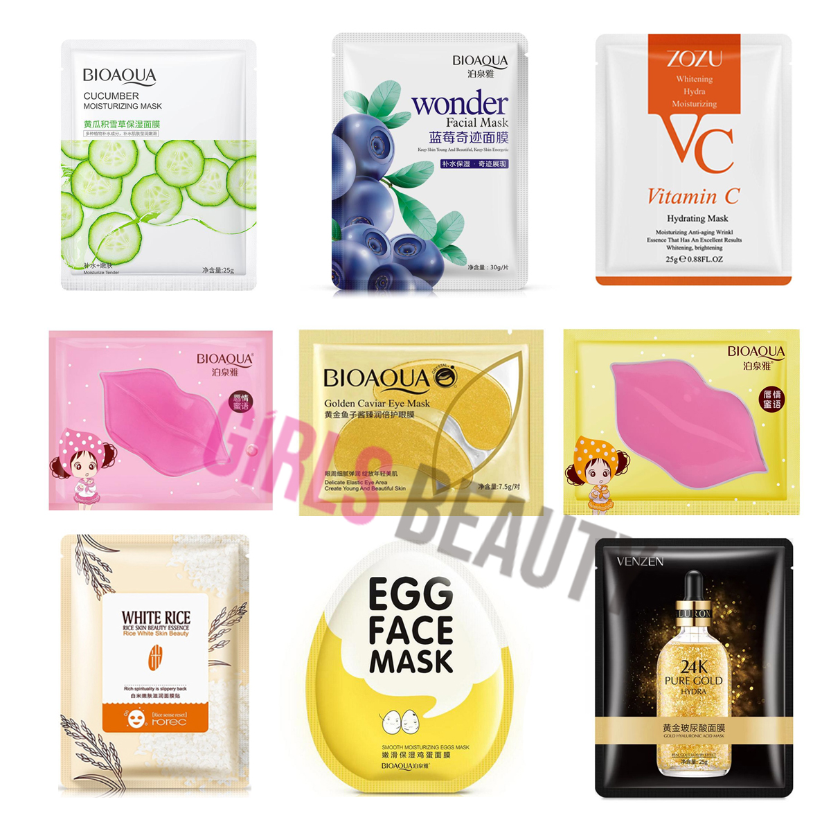 Face Sheet Masks - Lip Mask - Eye Mask Pack of 10 | Daraz.pk