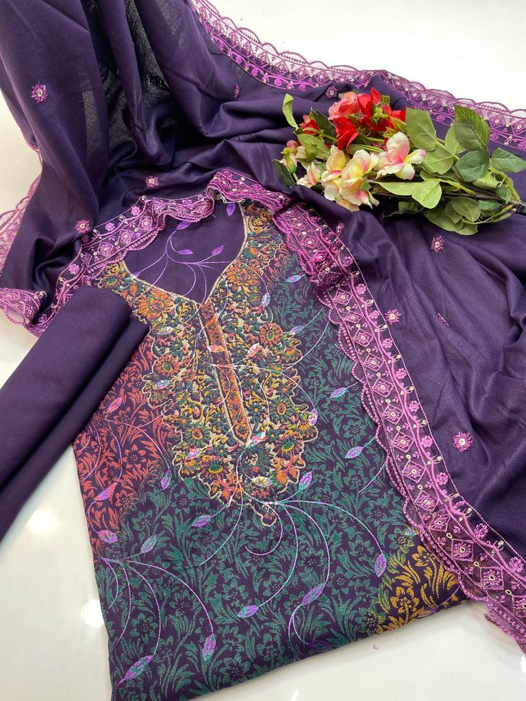 Lulusar Luxury Shamoz Silk Unstitched Suit For Women - 3 piece suit ...