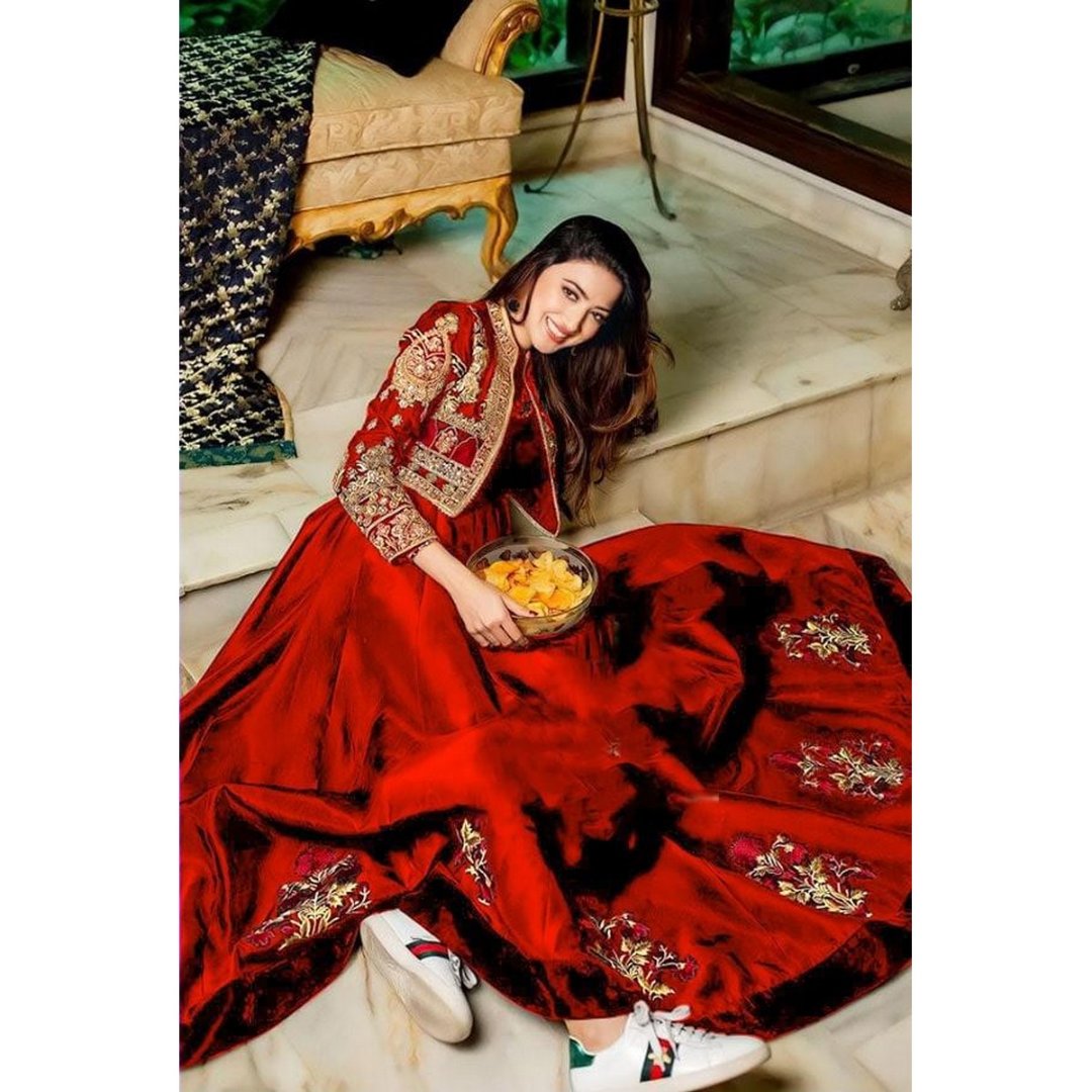 Silk Embroidered Maxi Frock For Women & girls | Daraz.pk