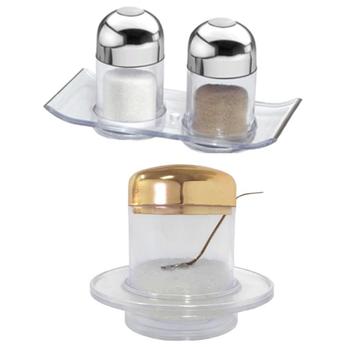 (Set of 2) Salt and Pepper Set (Namak Dani)+Sugar Pot with Stand and ...