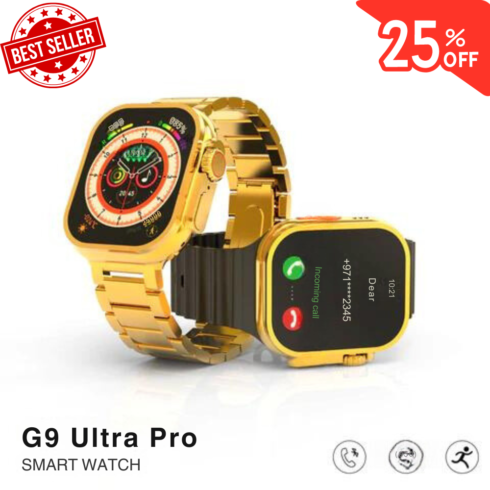 G9 ULTRA PRO Smart Watch (Golden Edition) 49mm WITH 3 EXTRA STRAP ...