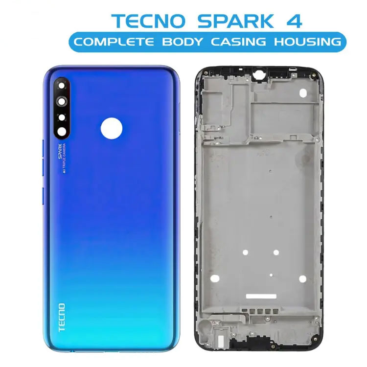 Tecno Spark 4 Housing Middle Frame With Side Button and Camera Lens ...