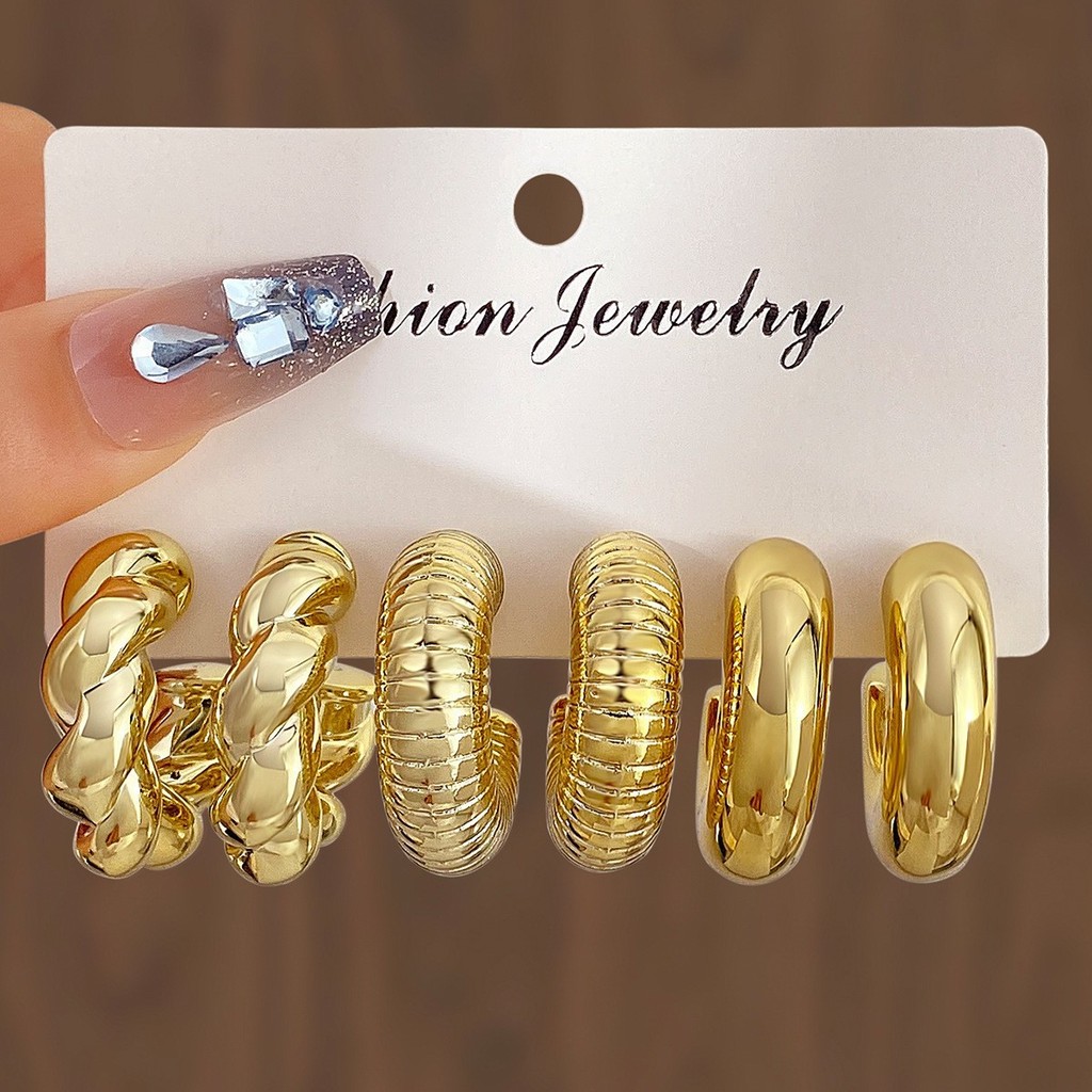 Enacolor 3Pcs/Set Elegant Women Gold Metal Geometric Water Drop Twist ...
