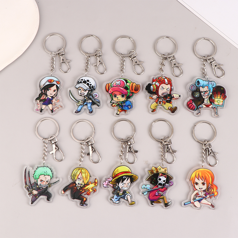 One Piece Keychains Luffy Zoro Sanji Chopper Acrylic Double Sided Cute ...