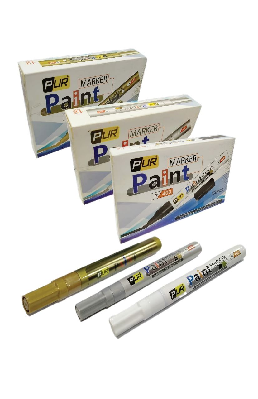 PUR Paint Marker White Golden Silver Suitable for transparent and dark ...