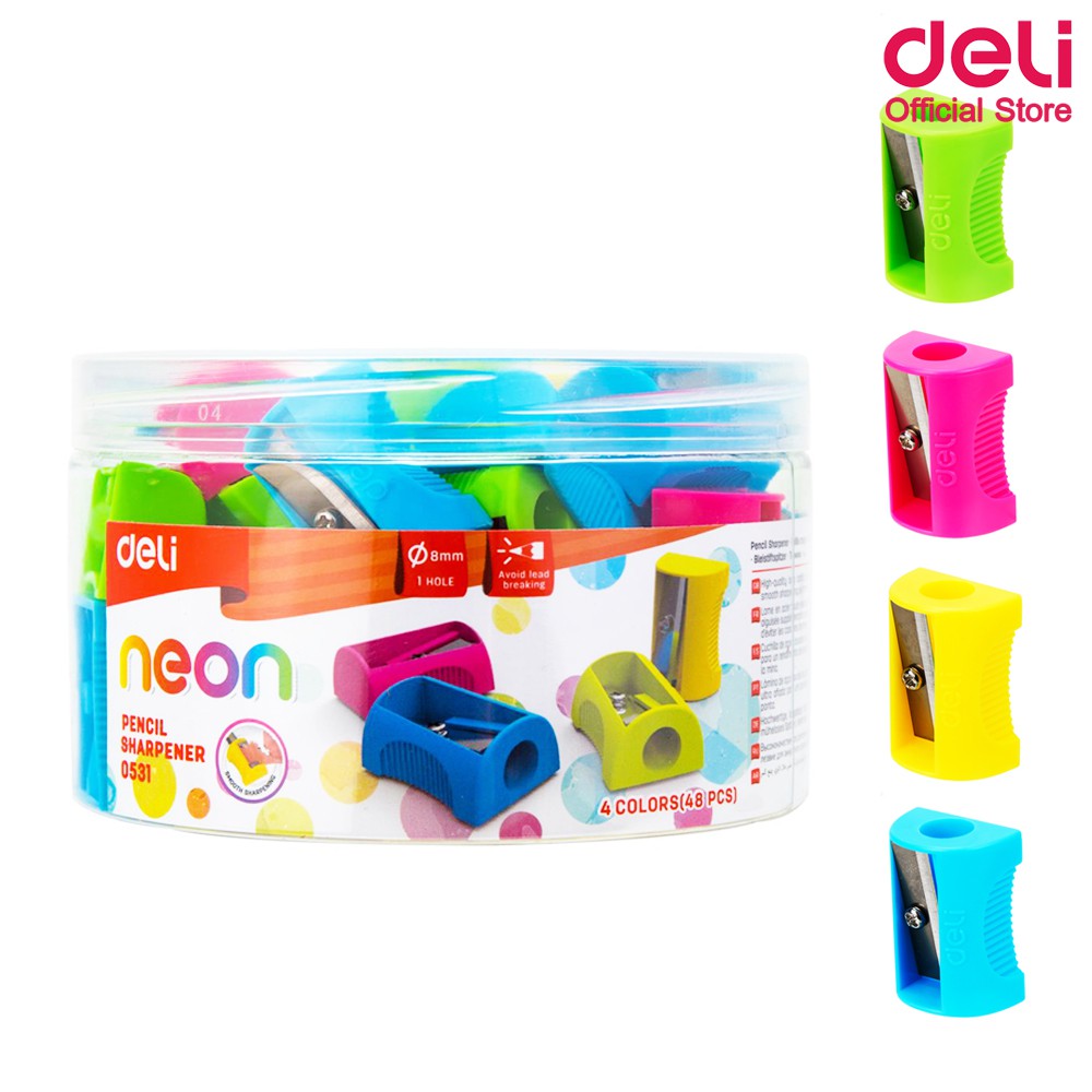 DELI E0531 Neon Pencil Sharpener Pack Of 24 | Pack Of 48 | Daraz.pk