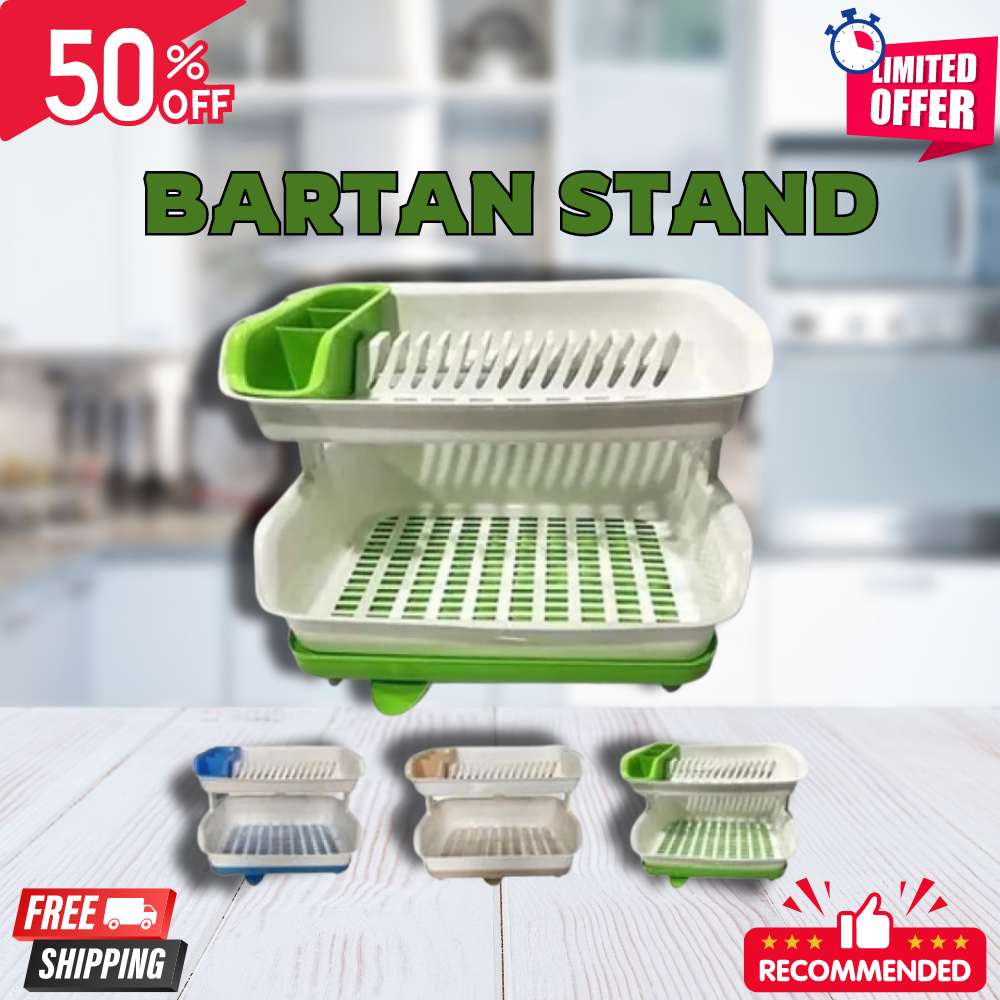 Double Layer Dish Drying Rack Stainless Steel Kitchen Plate Stand with ...