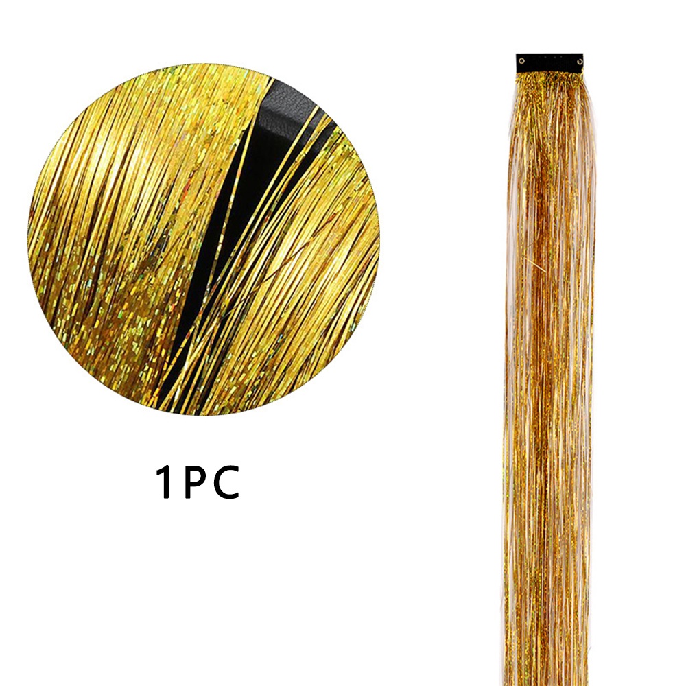 Sparkle Synthetic Clip In Hair Extension Holographic Glitter Colorful ...