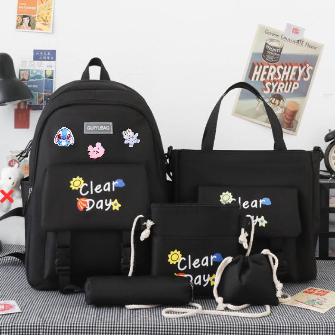 [HLNB] 4 Pcs Sets Girls Backpacks High School Bags Kawaii Women ...