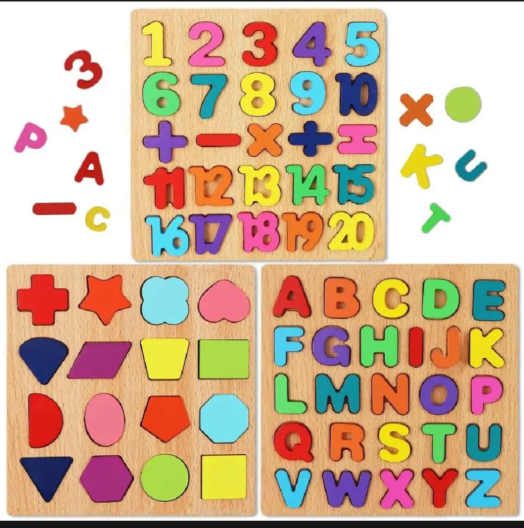Learning toys For Kids' Wooden Alphabet | Puzzles & Numbers Count Board ...
