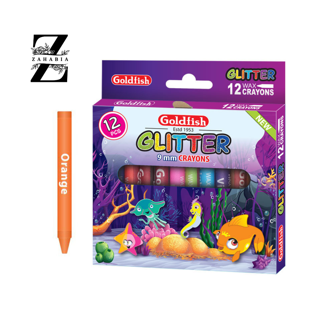 Goldfish Crayon Glitters Colors Wax 12 Colour Box - School Stationery ...