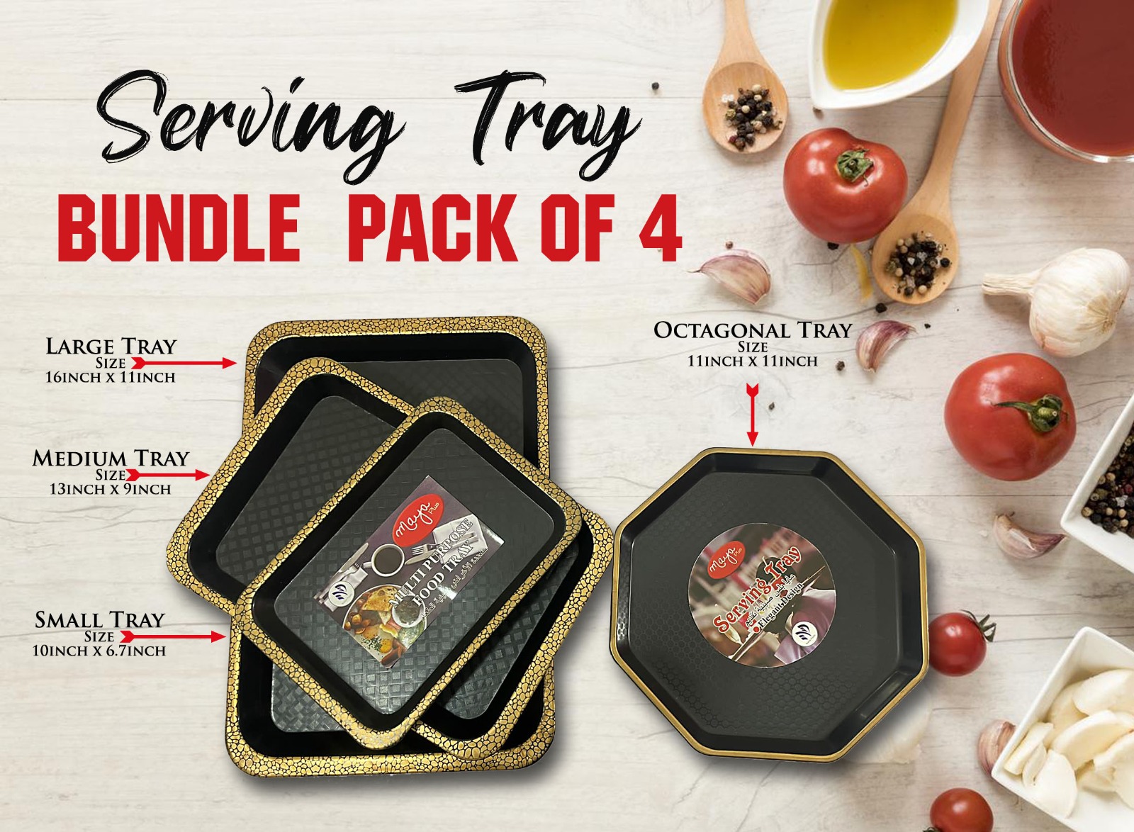 Versatile Tray Set of Plastic Trays for Serving, Decorating, and ...