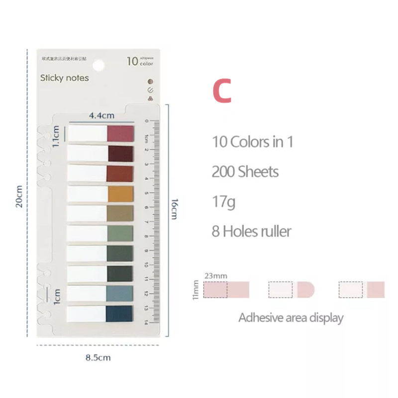 Sweet Journal 200 Sheets 10 Colors Morandi Combination PET Sticky Notes ...