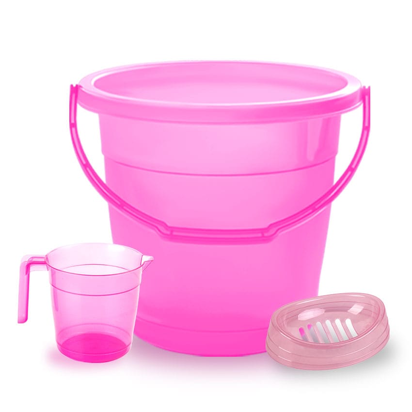 GLOW BATH ESSENTIALS BUNDLE PACK OF 3 set Heavy Quality Plastic Bucket ...