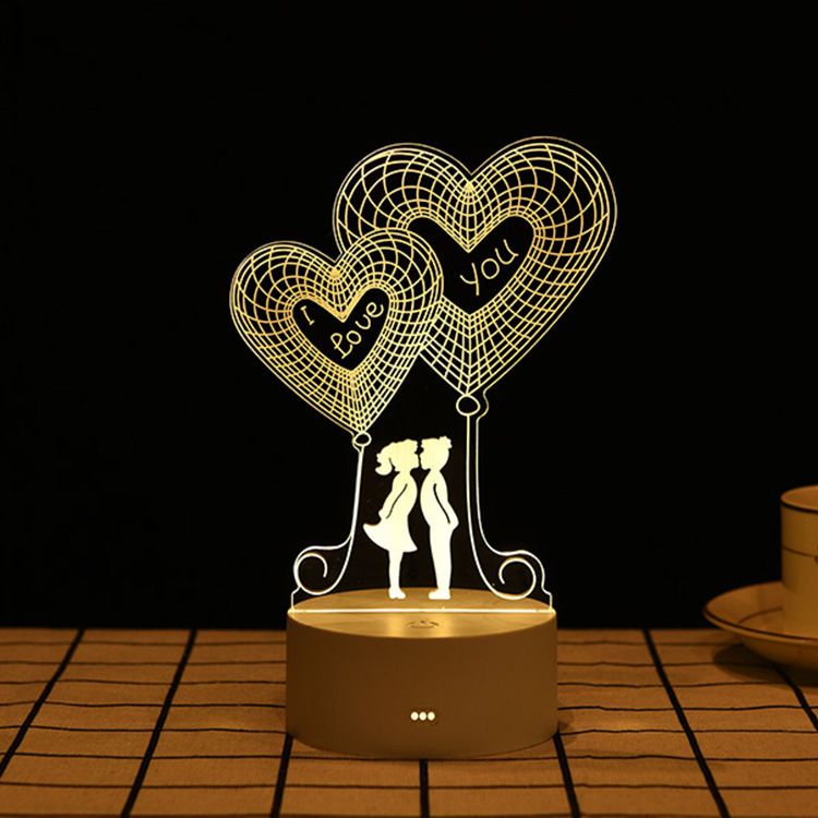 LED night light bedside bedroom table lamp creative 3D visualization ...