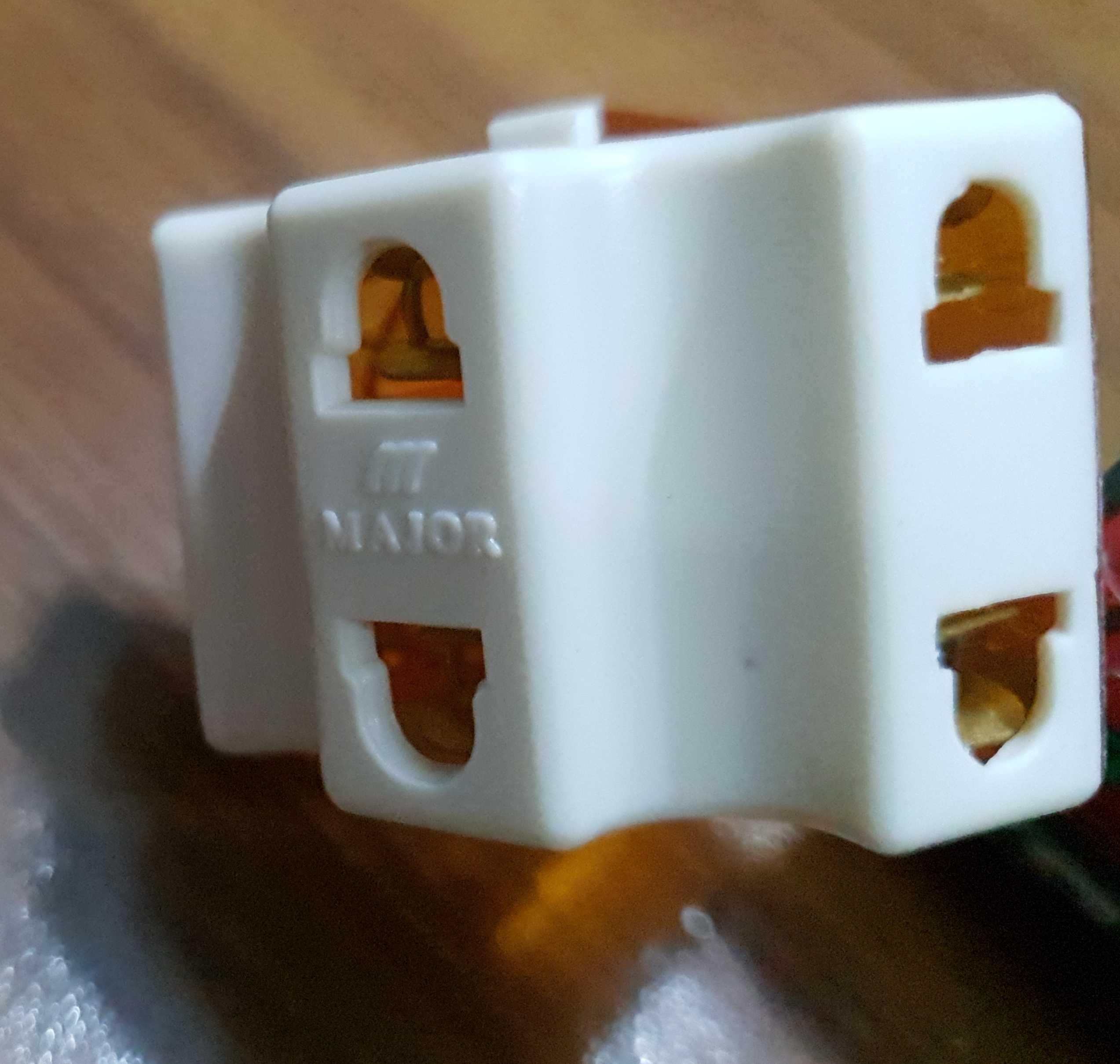 Travel Adapter, Brass Multi 2 Pin plug, 3 outlet sockets of 2 pin ...
