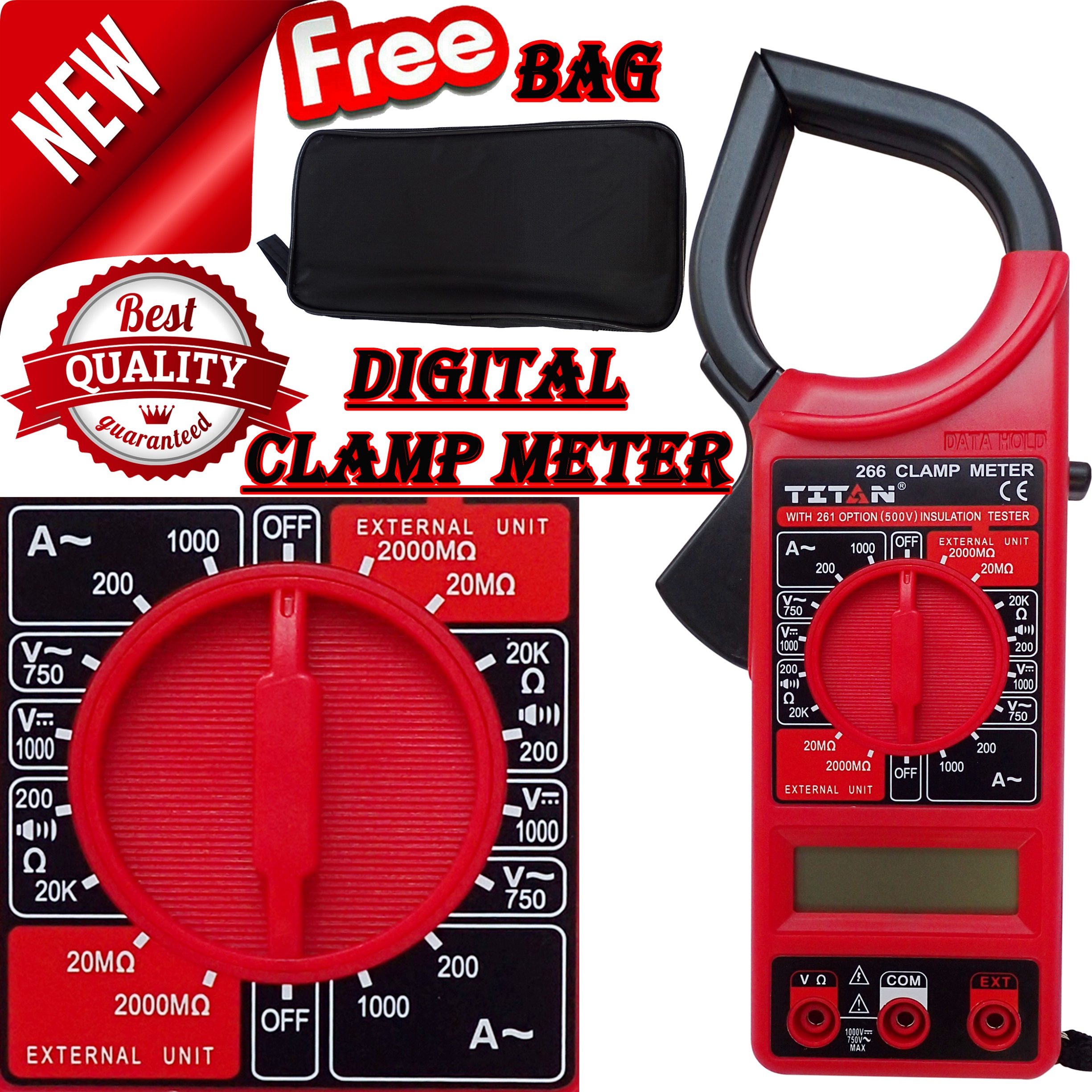 Professional LCD Digital Electronic Clamp Meter Voltmeter Multimeters Ammeter Ohmmeter - 500V ...