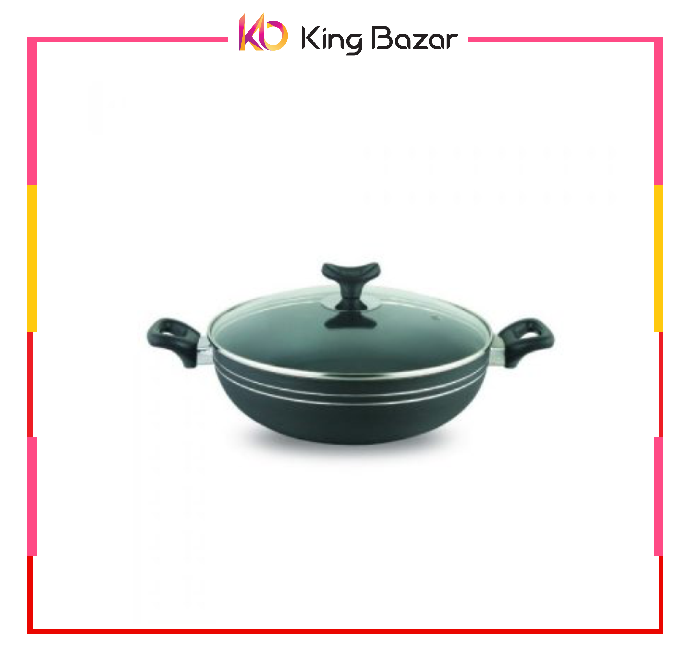 Non Stick wok with lid Nonstick karahi cooking pot king cook | Daraz.pk