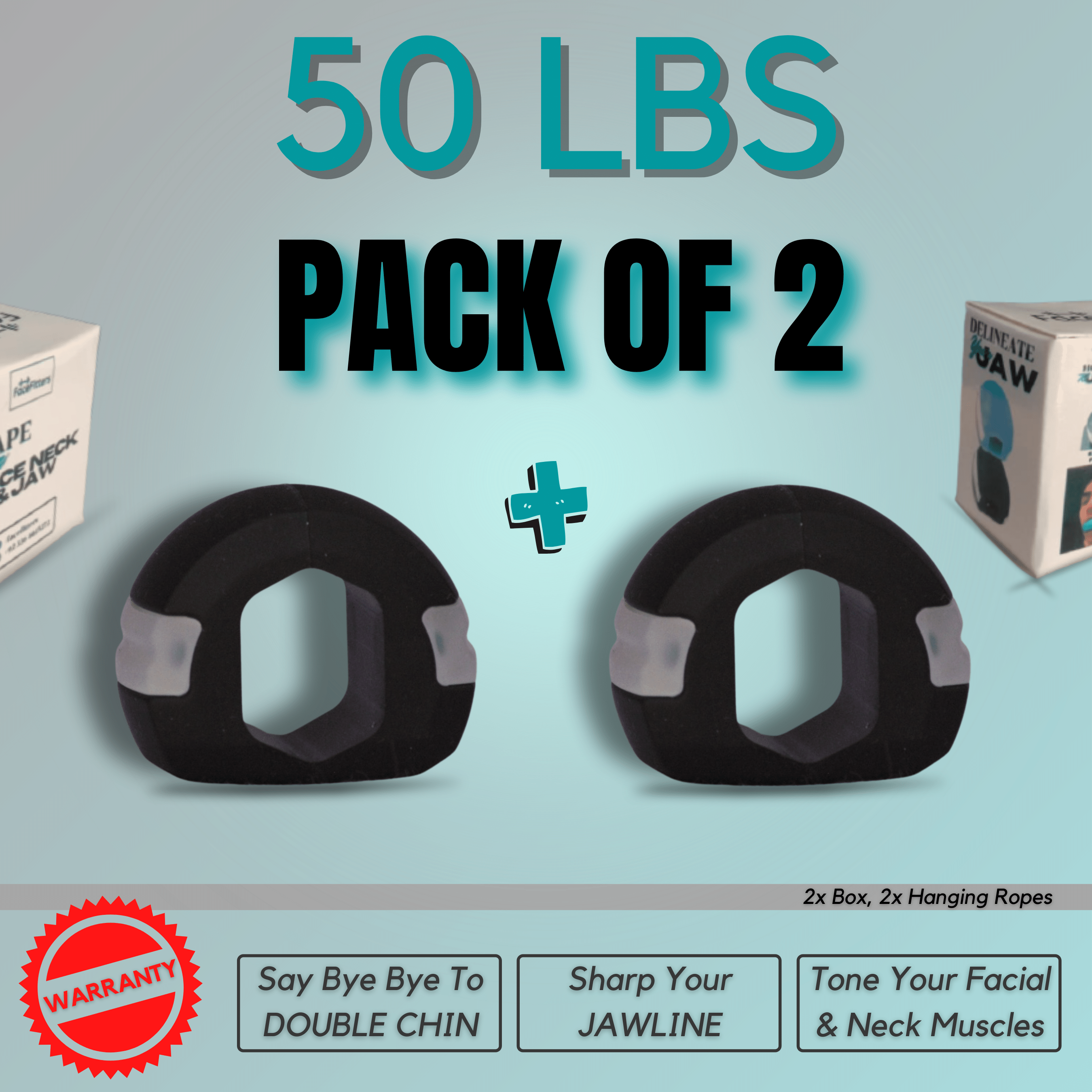 Pack Of 2 (Black) Jawline Shaper For Jaw, Reduce Double Chin With ...