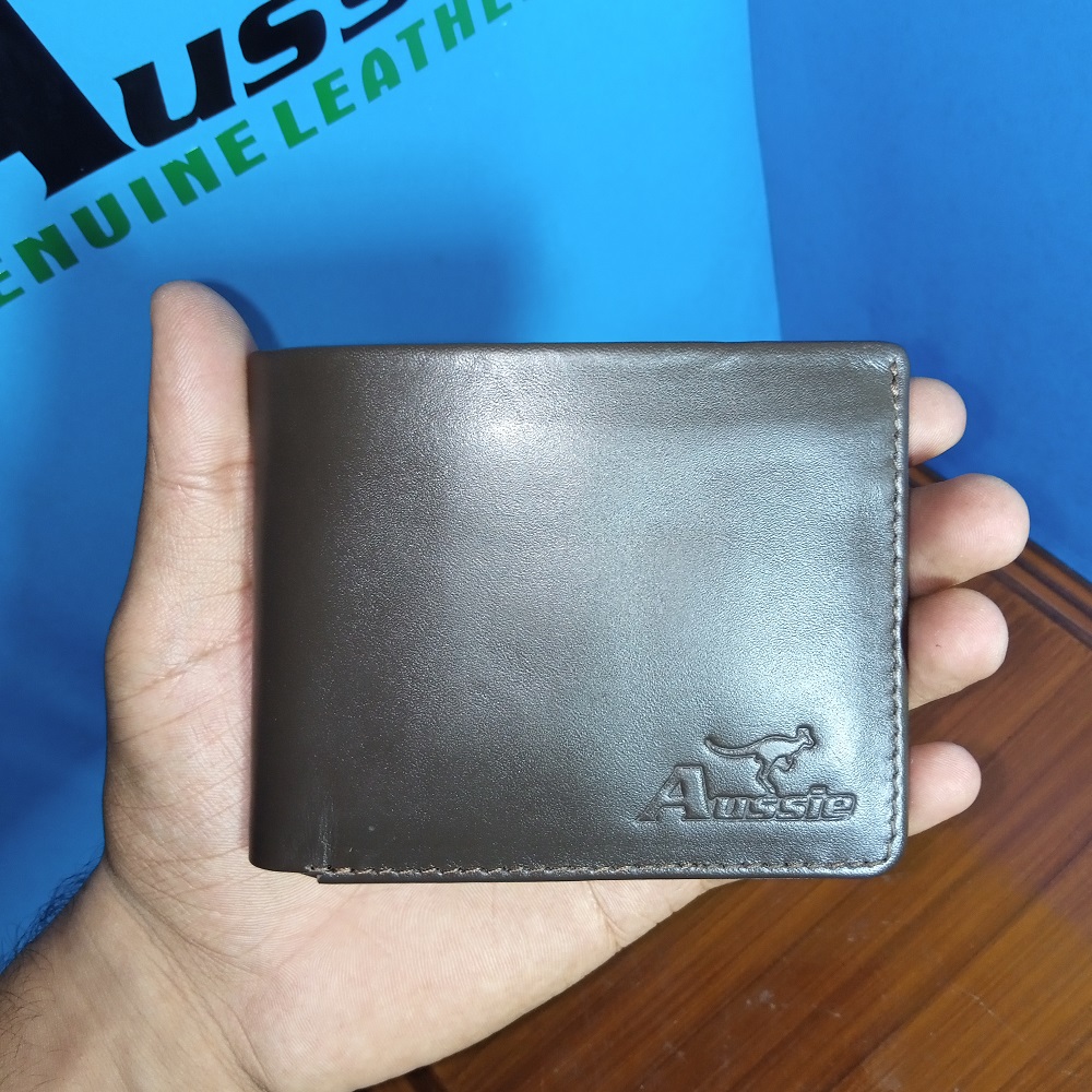 Genuine Leather Dark Brown Bi-Fold Wallet | Daraz.pk