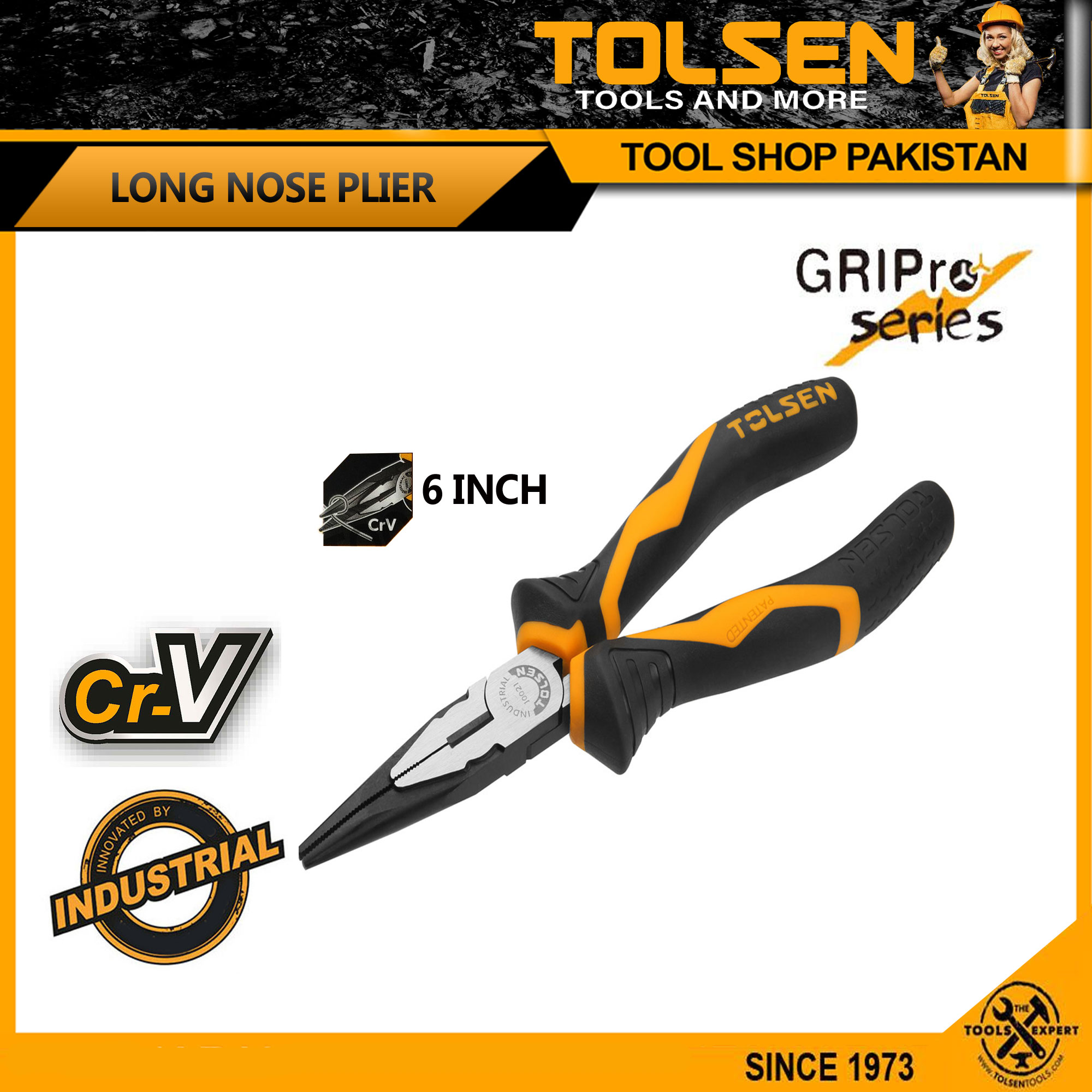 Tolsen Industrial Long Nose Pliers GriPo Series CrV | Daraz.pk