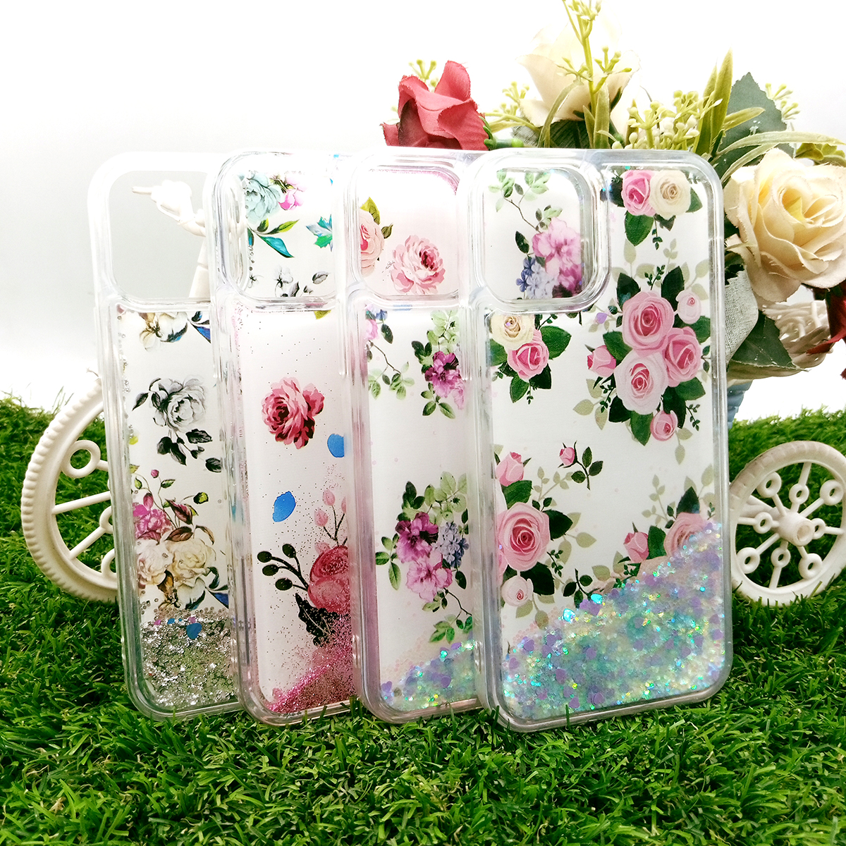 Apple iPhone 12 Back Cover Water Glitter Shiny Ladies Soft Silicon Case ...
