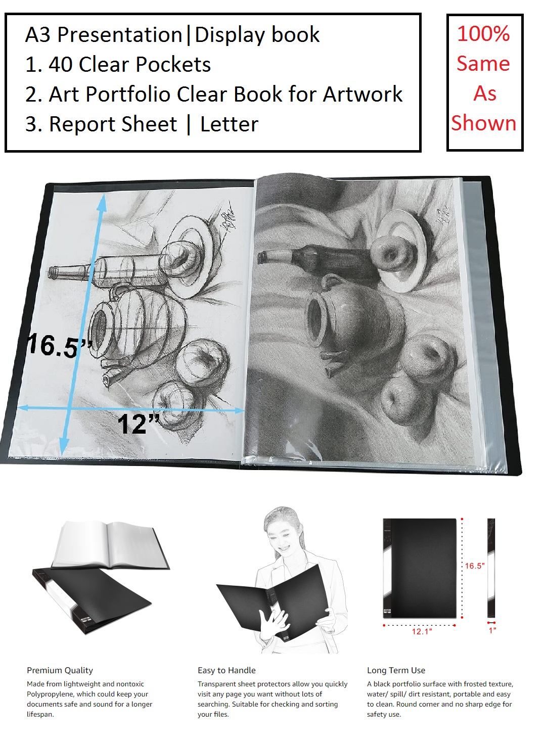 ZSSI | A3 Presentation book | Display book | sheet file | 40 Clear ...